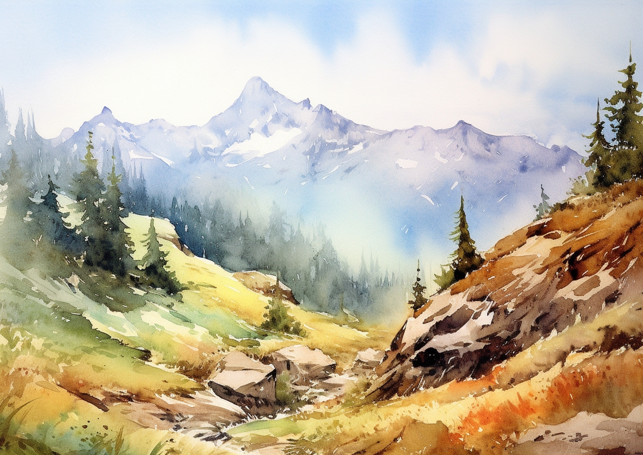 mountain-landscape-watercolor | Colormelon
